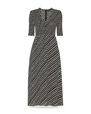 Whistles Diagonal Ripple Shirred Dress