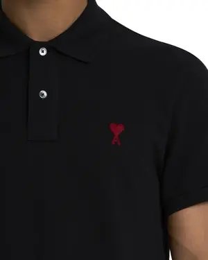AMI Paris De Coeur Logo Polo Shirt - Black