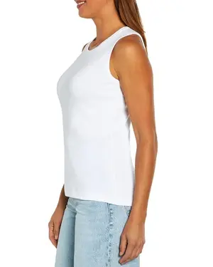 Three Dots Cotton Crewneck Tank - White
