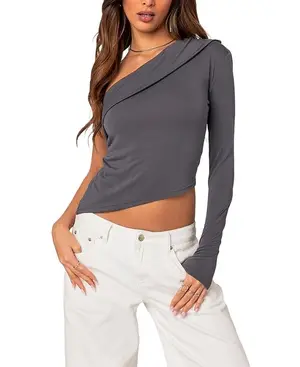 EDIKTED Fold Over One-shoulder Top