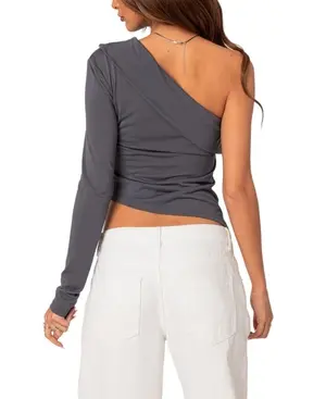 EDIKTED Fold Over One-shoulder Top