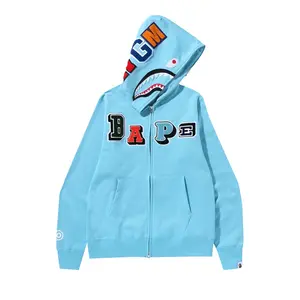 A BATHING APE Multi Fonts Shark Full-zip Hoodie - Blue