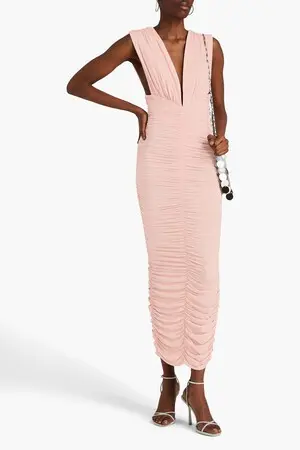 Alex Perry Ruched Stretch-jersey Midi Dress