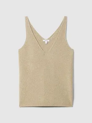REISS Mika Metallic V-neck Vest