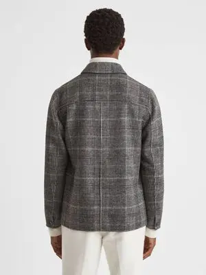 REISS Covert Wool Blend Check Overshirt