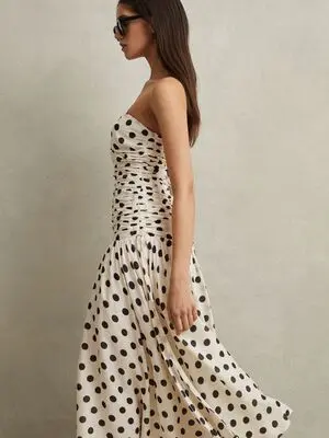REISS Rue Viscose-linen Polka Dot Maxi Dress