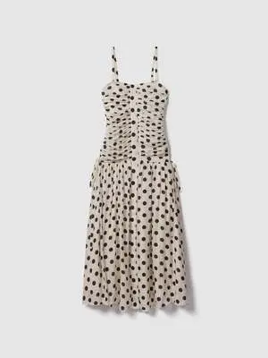 REISS Rue Viscose-linen Polka Dot Maxi Dress