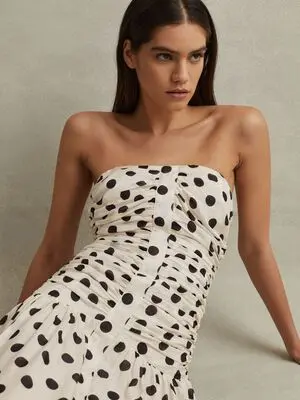 REISS Rue Viscose-linen Polka Dot Maxi Dress