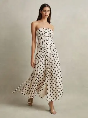 REISS Rue Viscose-linen Polka Dot Maxi Dress