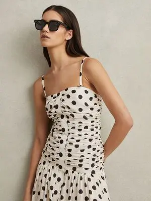 REISS Rue Viscose-linen Polka Dot Maxi Dress