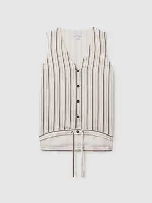 REISS Francie Striped Drawstring Hem Waistcoat