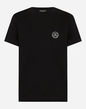 Dolce & Gabbana Short-sleeved T-shirt With Dg Embroidery - Blue