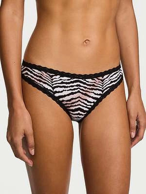 Victoria's Secret Lace Trim Cotton Lace-waist Bikini Panty - Print