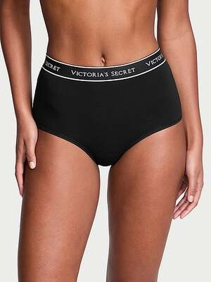 Victoria's Secret Cotton Logo Modern Brief Panty - Black