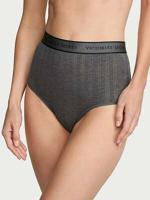 Victoria's Secret Cotton Logo Modern Brief Panty - Grey