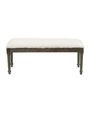PENINSULA HOME COLLECTION Short French Bench With Faux Fur Cushion - White