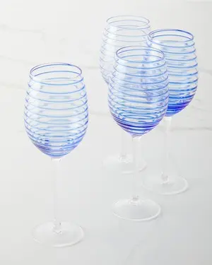 Neiman Marcus Spiral Wine Glasses, Set Of 4 - Blue