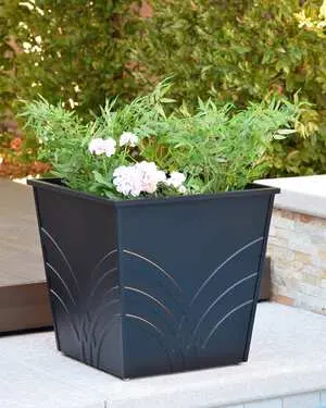 Hanamint Palm Outdoor 24" Large Square Planter Box - Black
