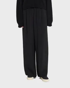 Eskandar Flared Crepe Trousers - Black