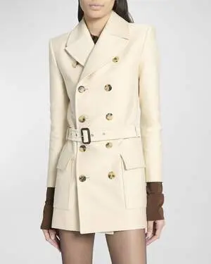 Saint Laurent Belted Double-Breasted Coat - Multi-pepe