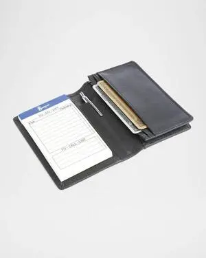 ROYCE NEW YORK Personalized Leather Notepad Organizer Wallet - Black