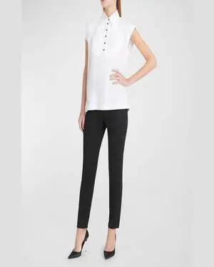 Dolce & Gabbana Piquet-bib Cap-sleeve Collared Shirt
