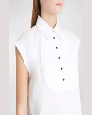 Dolce & Gabbana Piquet-bib Cap-sleeve Collared Shirt