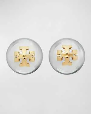 Tory Burch Two-tone Logo Essential Stud Earrings - Tory Silver / Tor