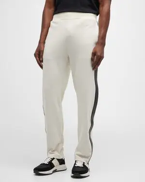 Bally Men's Leather-trim Track Pants - Bone 50