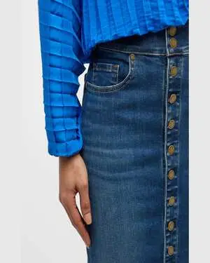Ramy Brook Karter Denim Midi Skirt - Medium Wash