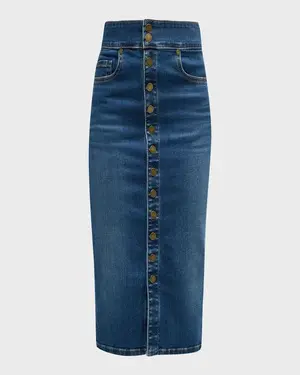 Ramy Brook Karter Denim Midi Skirt - Medium Wash