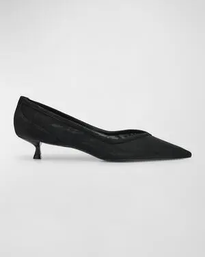 STUART WEITZMAN Eva Mesh Kitten-heel Pumps - Black