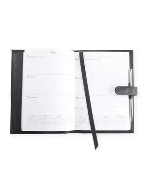 ROYCE NEW YORK Monogrammed Executive Weekly Leather Calendar Planner, Personalized - Black