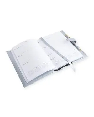 ROYCE NEW YORK Monogrammed Executive Weekly Leather Calendar Planner, Personalized - Silver