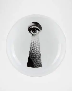 FORNASETTI Tema E Variazioni N14 Keyhole Round Ashtray Blackwhite