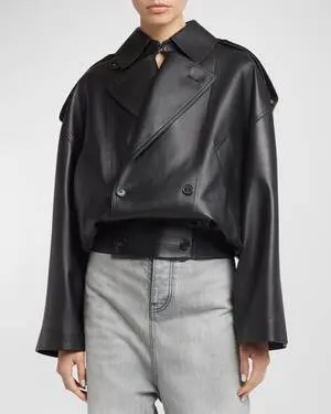 Loewe Leather Balloon Jacket - Black | Editorialist