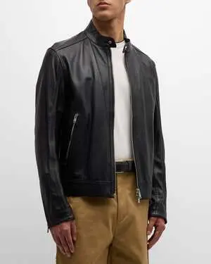 BOSS BOSS Grained Leather Jacket - Black