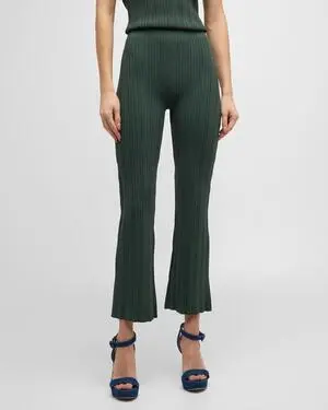 Veronica Beard Massaro Pull-on Flare Pants - Forest Green