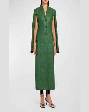 FERRAGAMO Coated Linen Single-breasted Long Coat