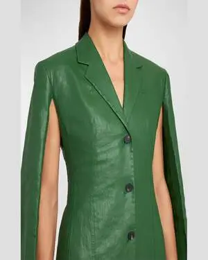 FERRAGAMO Coated Linen Single-breasted Long Coat