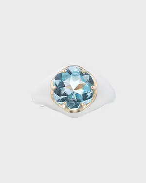 Bea Bongiasca Signet Ring With Topaz And Enamel - Gold