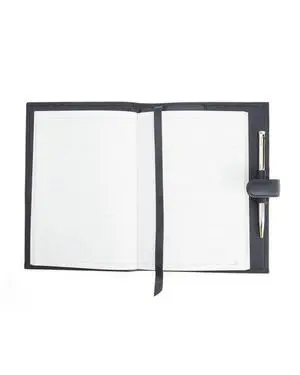 ROYCE NEW YORK Monogrammed Leather Executive Journal With Rollerball Pen - Black