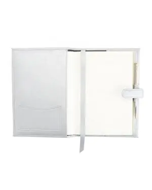 ROYCE NEW YORK Monogrammed Leather Executive Journal With Rollerball Pen - Silver