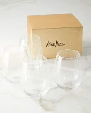 Neiman Marcus Cut Stemless Wine Glasses, Set Of 4 - One-color