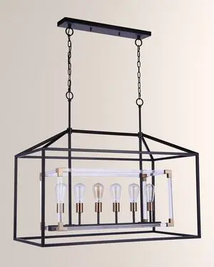 ELLINGTON Aaron 6-light Island Chandelier - Flat Black/satin Brass