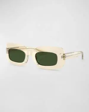 KHAITE X OLIVER PEOPLES KHAITE X Oliver Peoples Beveled Rectangle Sunglasses Green