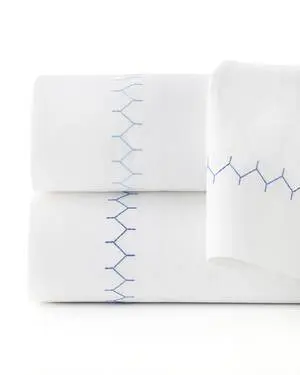 JOHN ROBSHAW Stitched 300 Thread Count Pillowcases Set Of 2, King Indigo