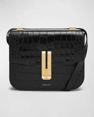 DEMELLIER DeMellier Vancouver Croc-Embossed Leather Crossbody Bag - Black Croc Effect