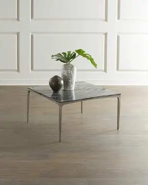 Bernhardt Interiors Strata Marble Square Coffee Table - Black Pattern