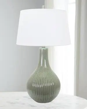 COUTURE LAMPS Ceramic Gourd Table Lamp - Celadon Green